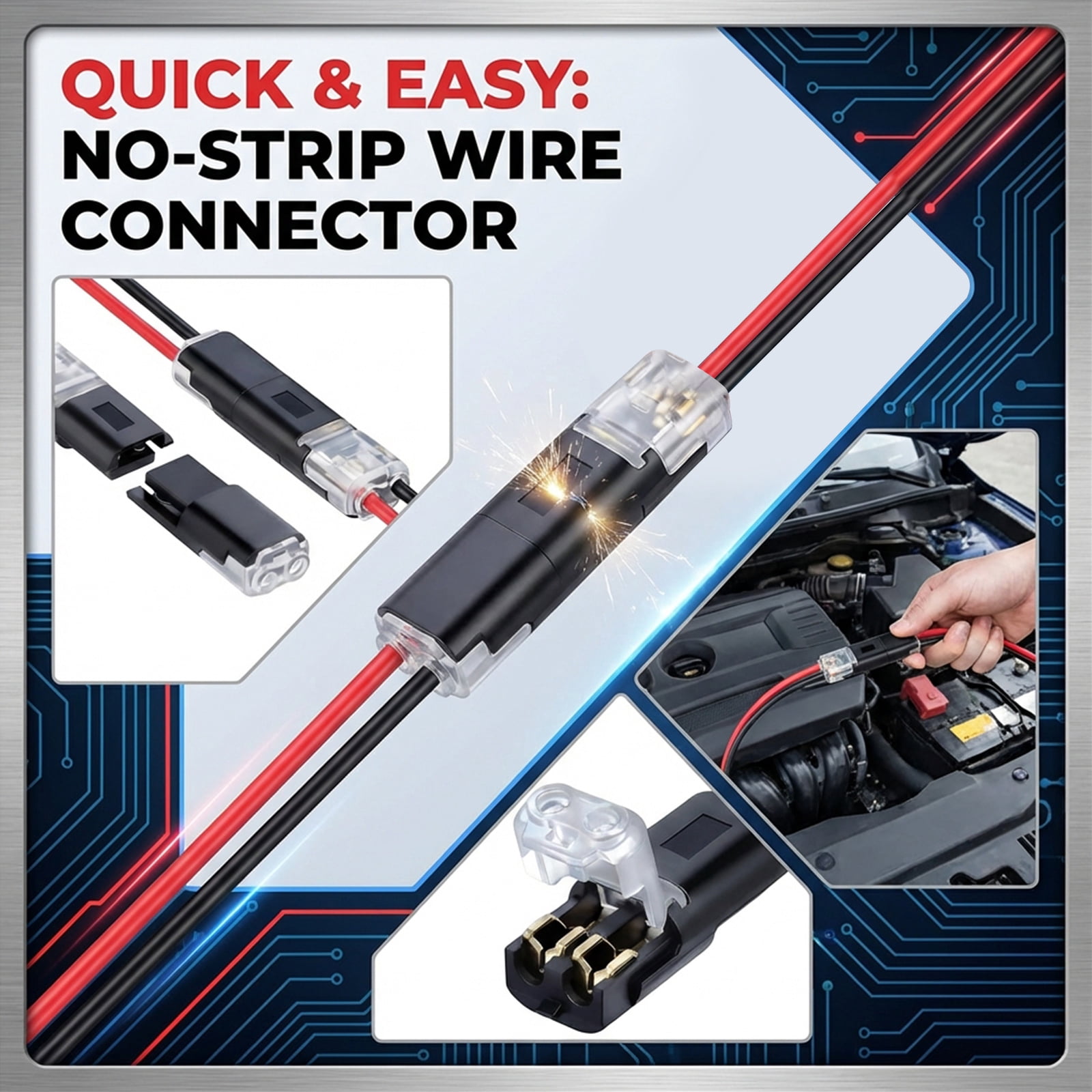 2-Way Low Voltage Wire Connectors, Solderless No-Strip T-Tap Plug-in ...