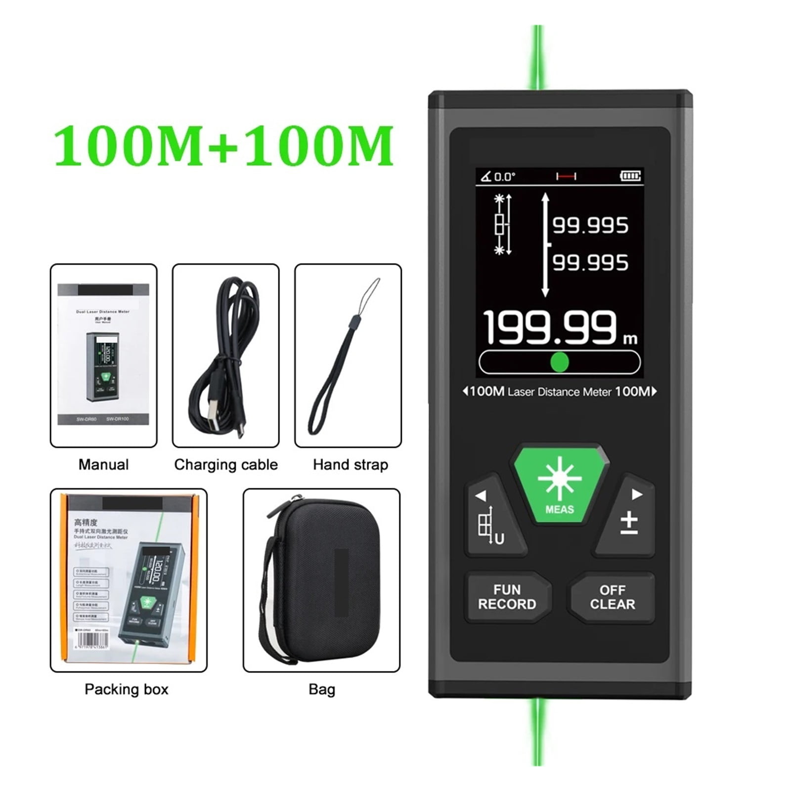 2 Way Measure Meter Ranfinder Green Distance Meter Mini Digital Ran ...