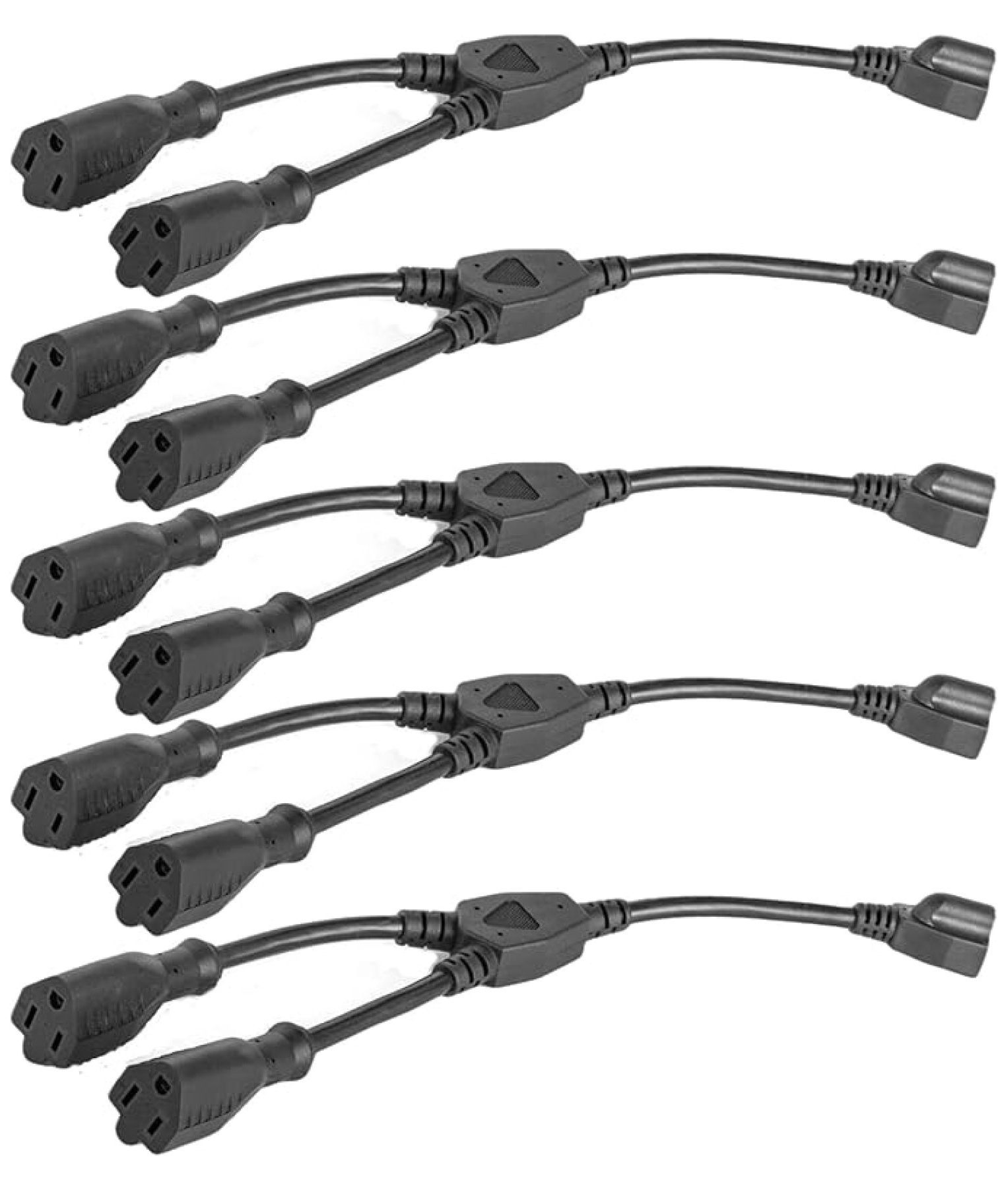 2 Way Power Splitter and 1' Extension Cord - 1 to 2 Cable Strip with 3 ...