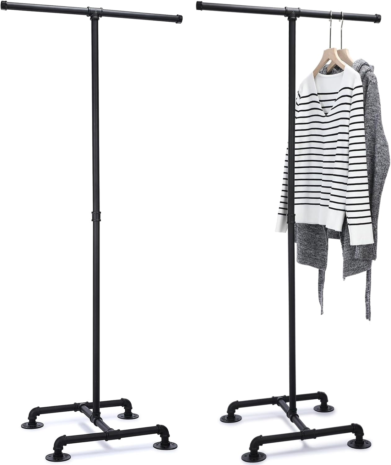 2 Way Rack 62'' Height Industrial Pipe Clothing Rack Adjustable ...