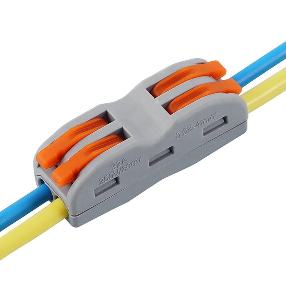 2 Way Reusable Spring Electrical Lever Connector Wire Cable Terminal ...