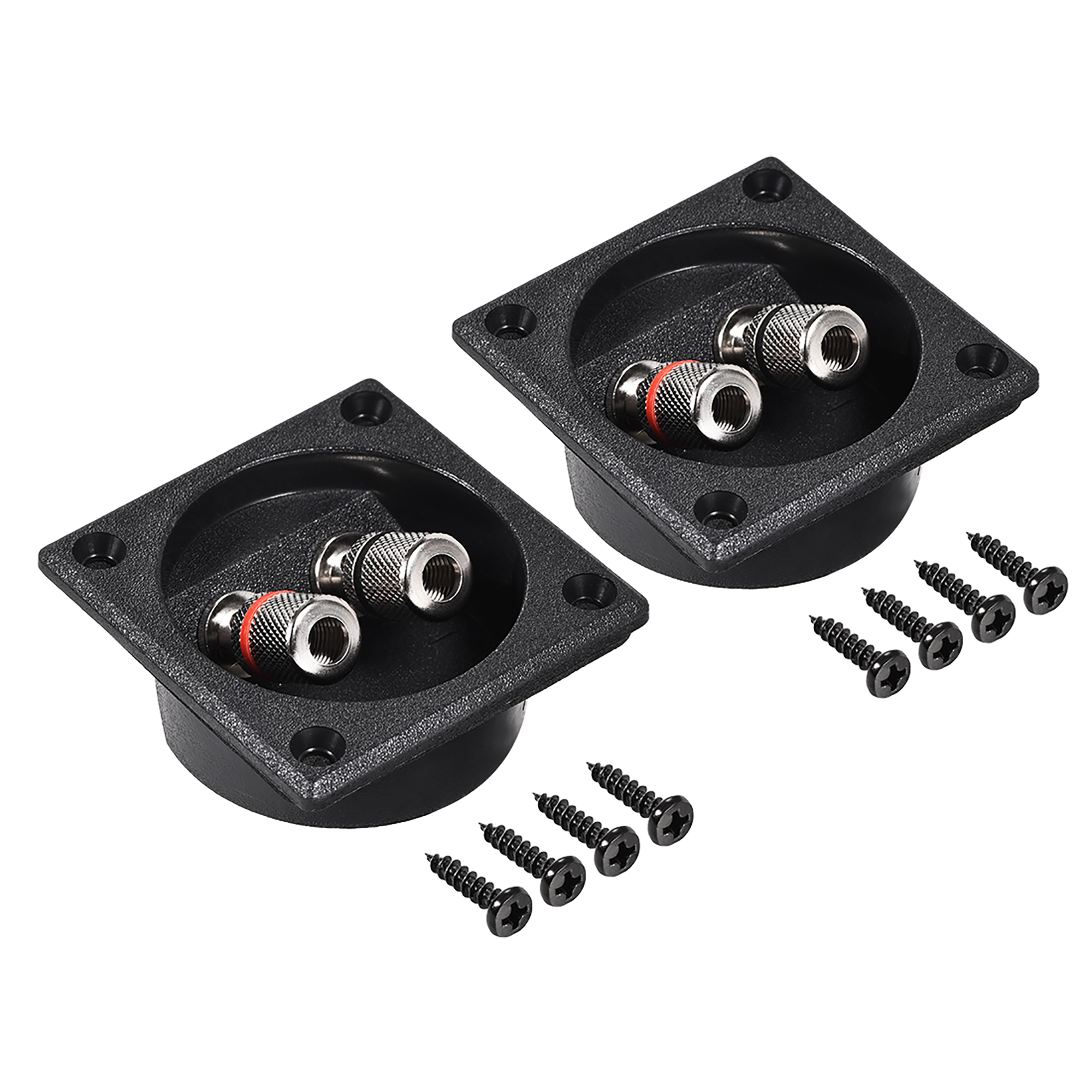 2-Way Square Speaker Box Terminal Binding Post for Stereo Screw Cup Connectors Subwoofer Plugs ...