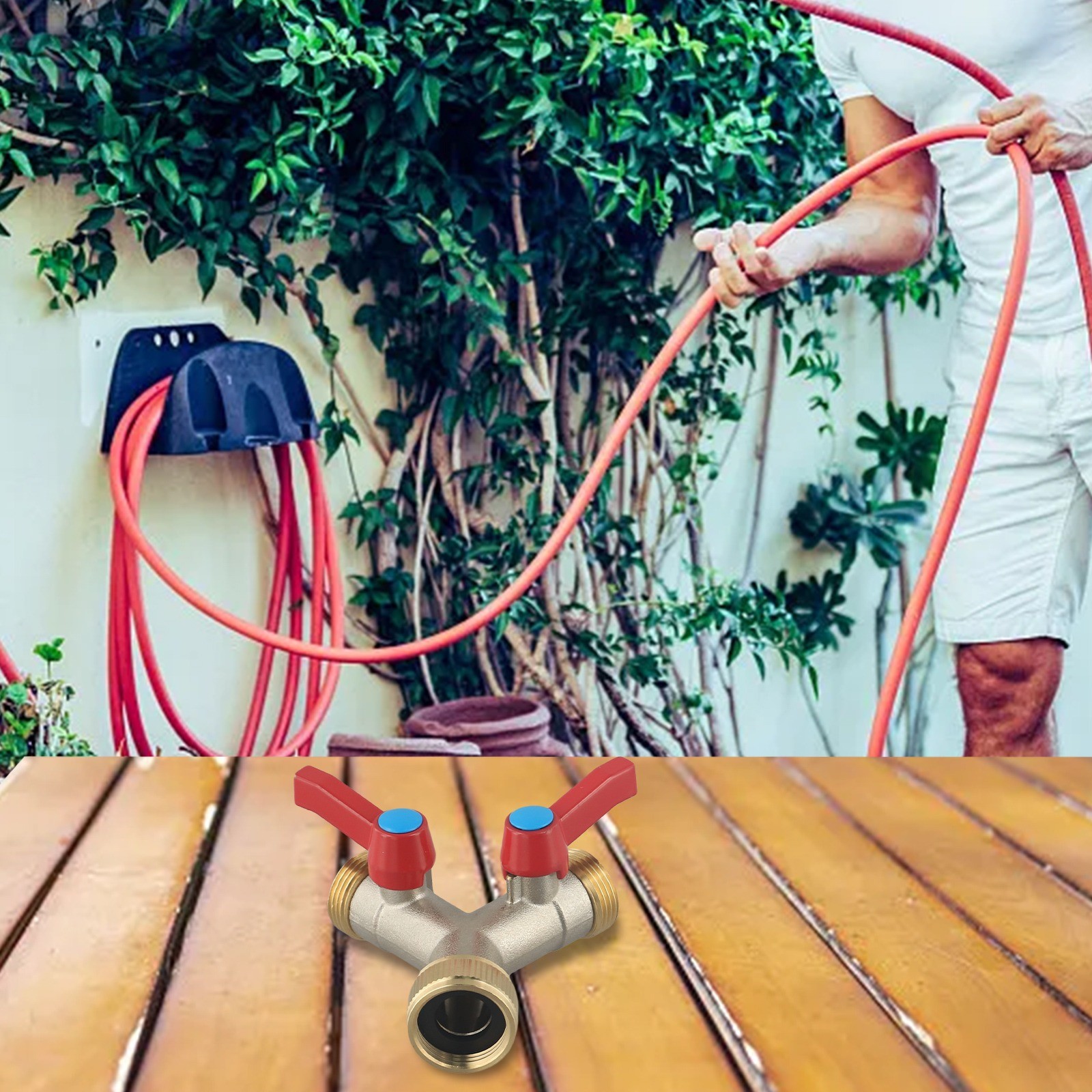 2 Way Water Distributor Y Splitter Garden Hose Adapter For Watering ...