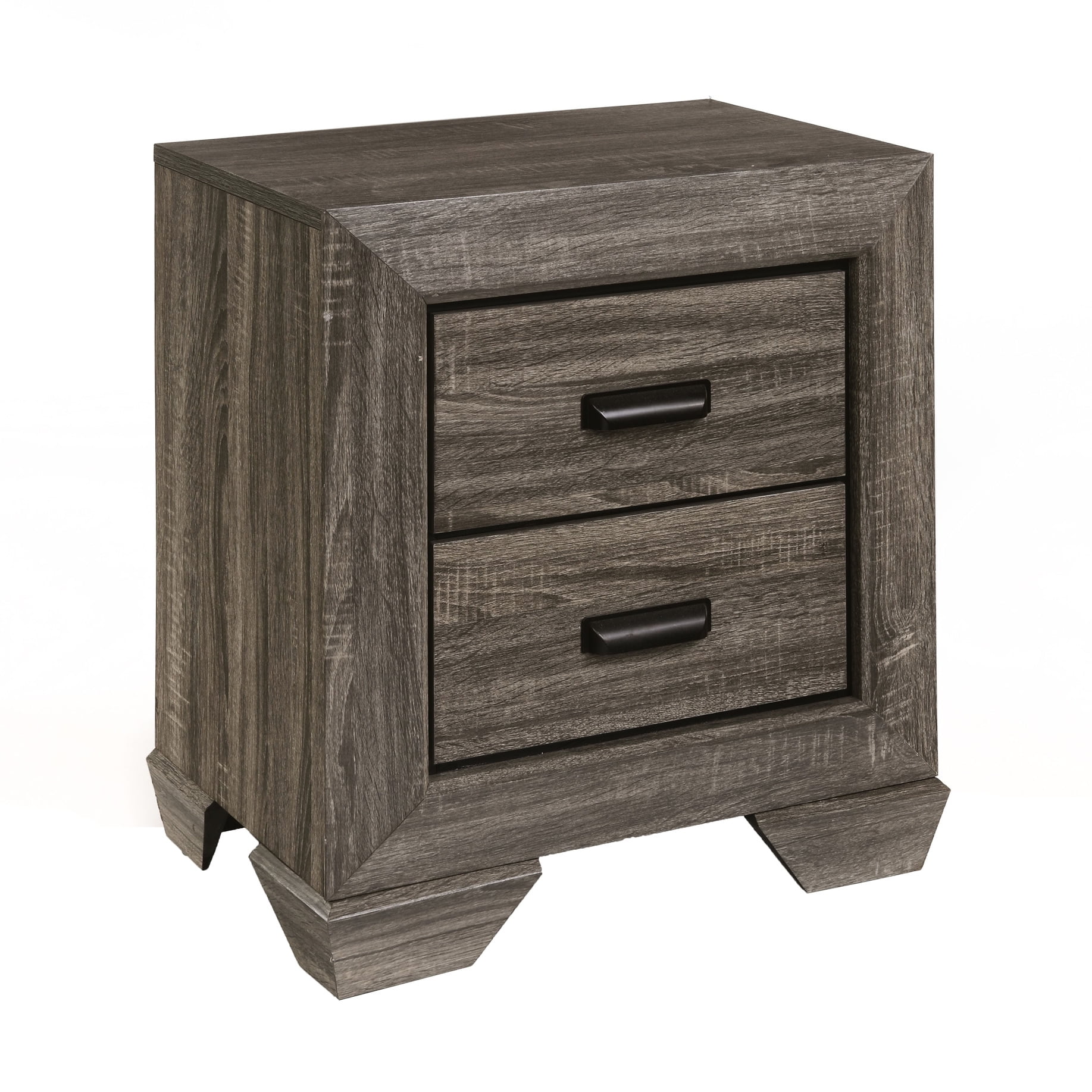 2 Weathered Grey Grain Nightstand - Rustic Bedroom Furniture Piece ...