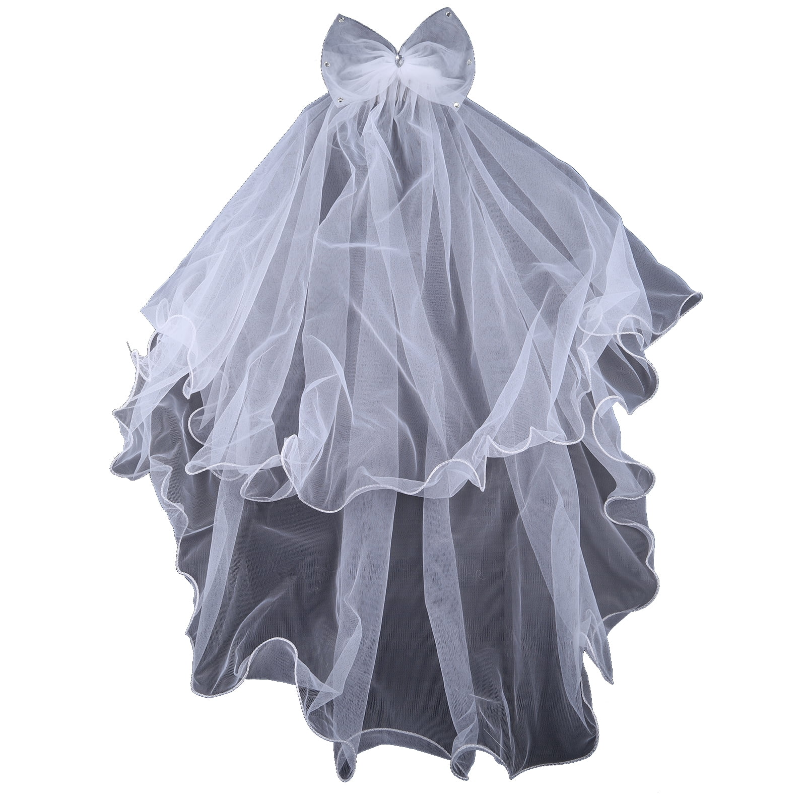 2 Wedding Veil with Comb for Kids Curly Edges Tulle Veil for Flower ...