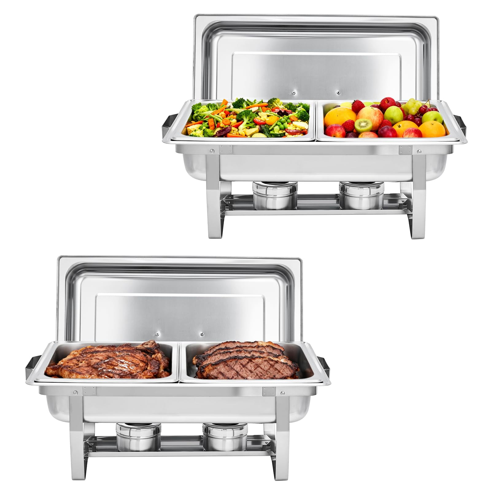 2-Well Rectangular Stainless Steel Chafing Dish - Dual Compartment ...
