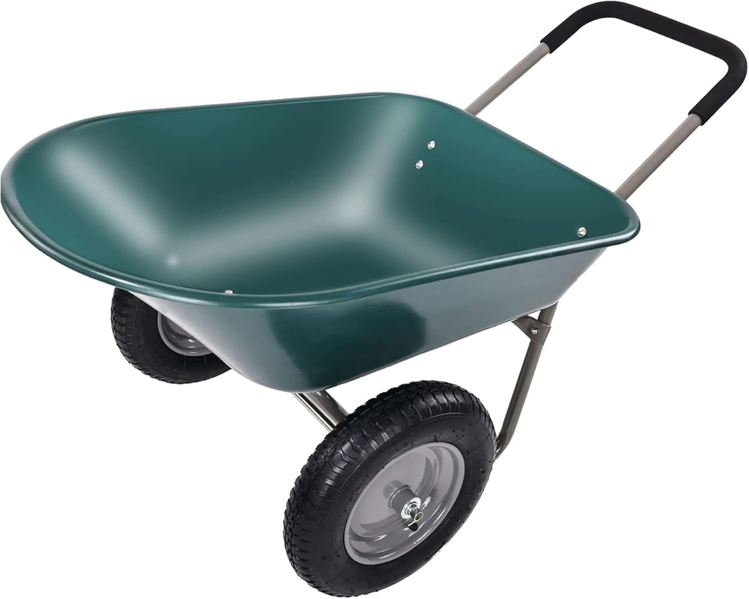 2 Wheel Gardening Utility Wheelbarrow, Yard Cart w/ Built-in Stand ...