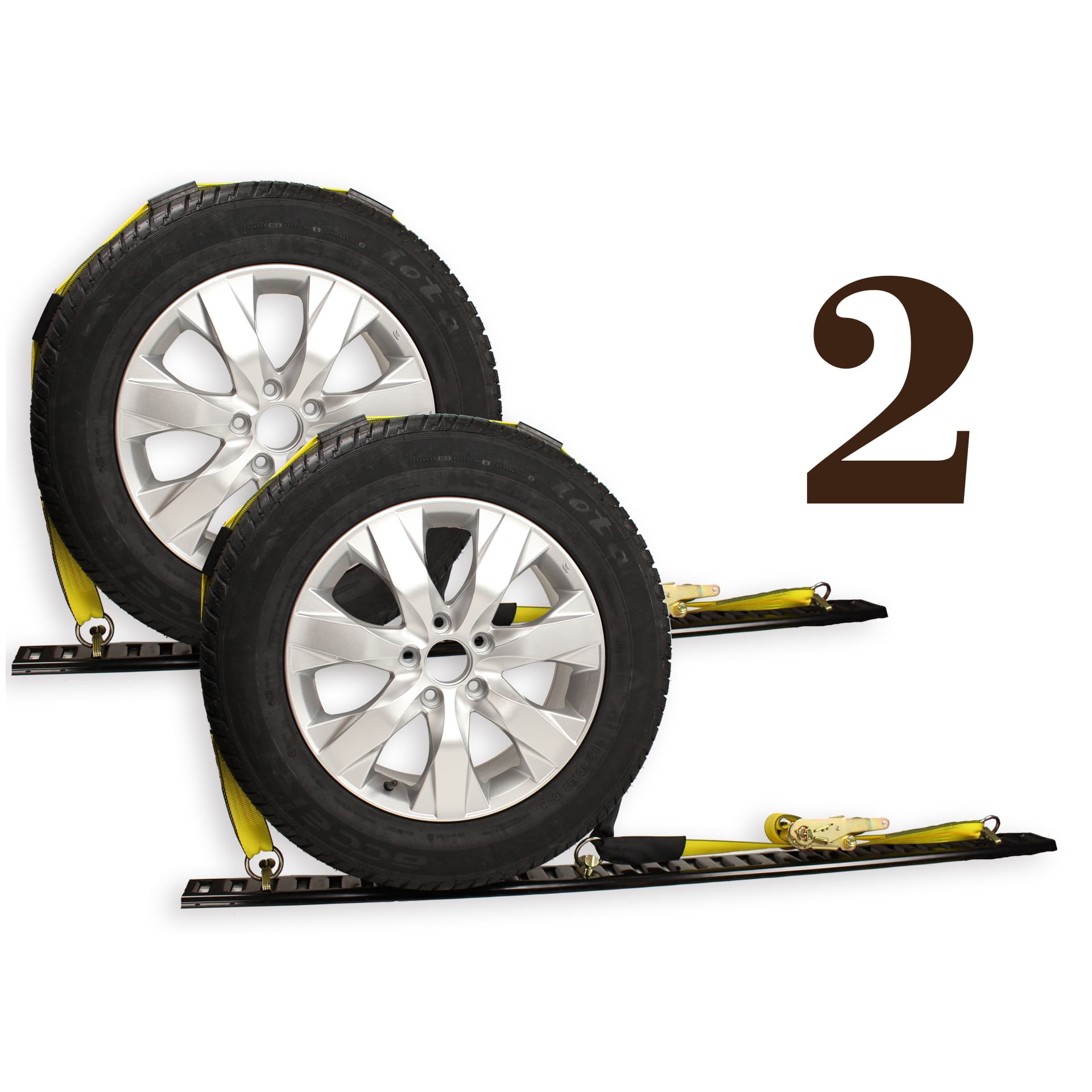 "2 Wheel Straps with E-Track Fittings and 3 Rubber Blocks | 11’ x 2 ...