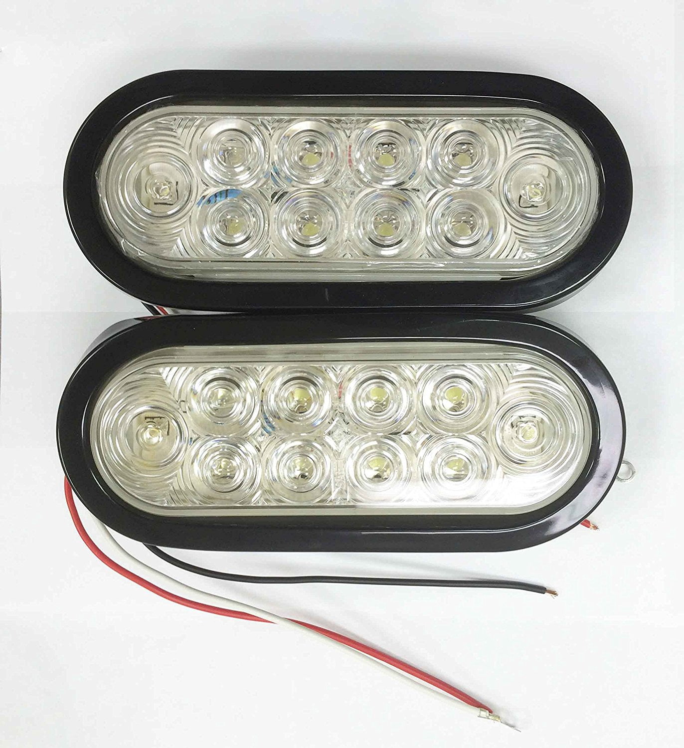 (2) White/Clear 6" Oval 10 LED Trailer Reverse Backup Light w/Grommet ...