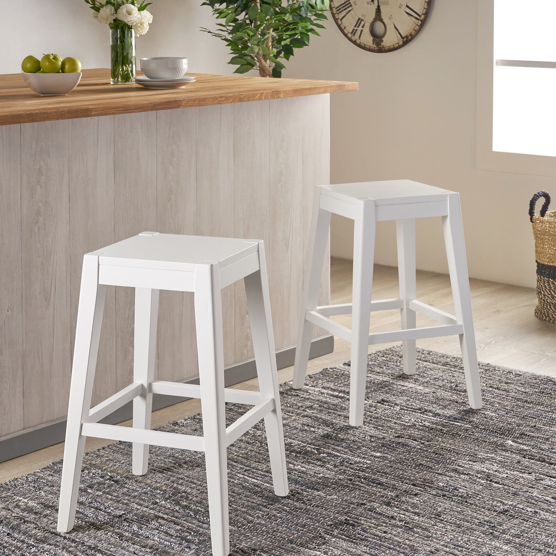 2 White Counter Stools, Classic Style Handmade, Indoor Sitting ...