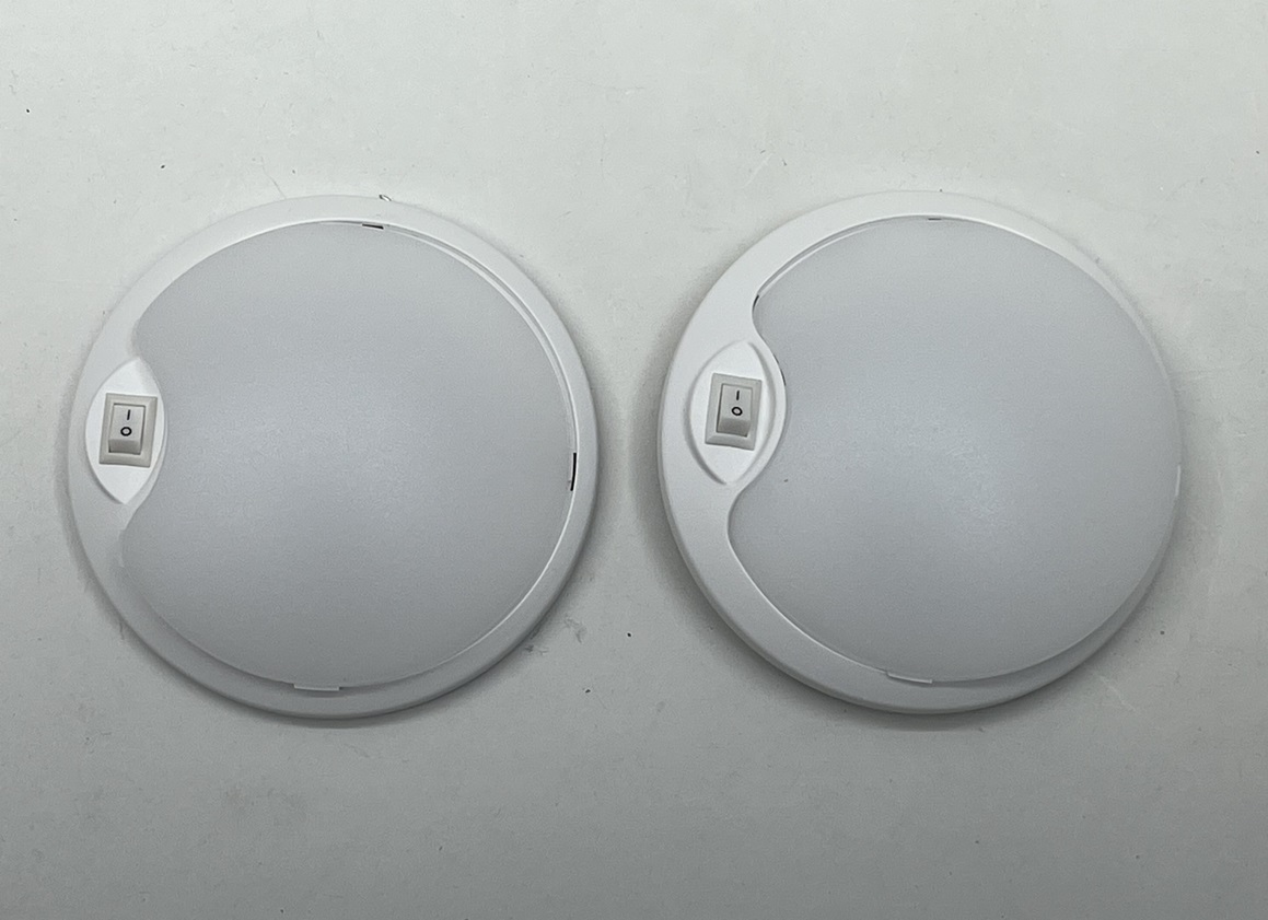 (2) White LED White Base 4.5 inch Round Camper RV Trailer Dome Lights ...