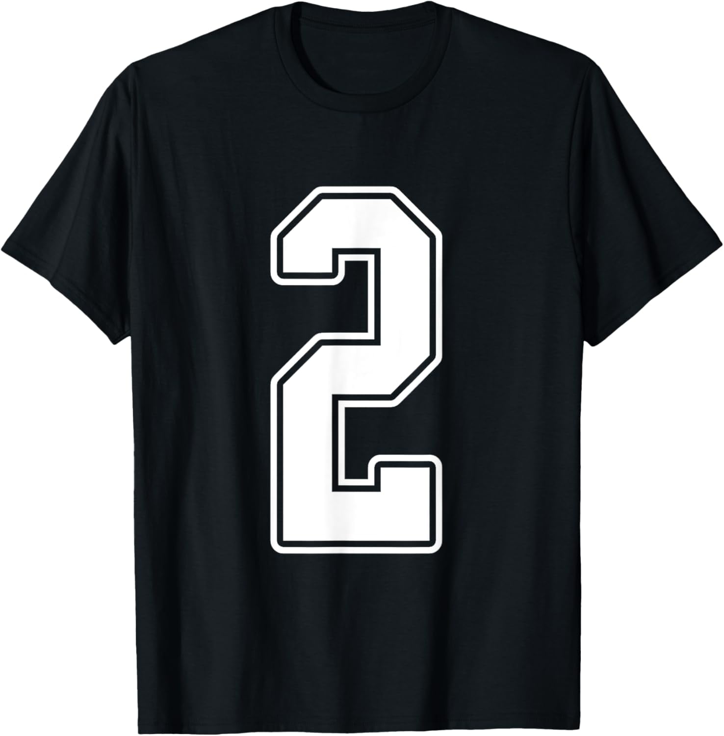 #2 White Outline Number 2 Sports Fan Jersey Style Football T-Shirt ...