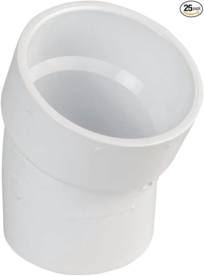 2" White PVC DWV 1/16 Bend 22.5° Street Elbow, Hub x Spigot Plumbing ...