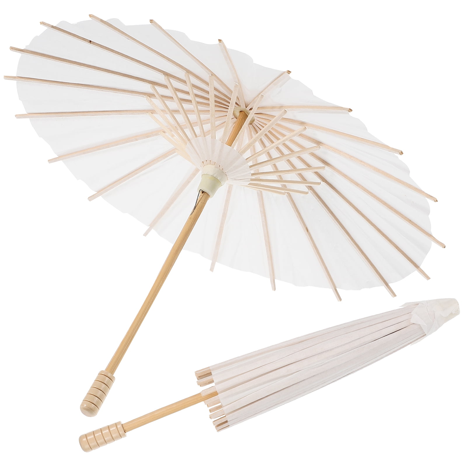 2 White Paper Parasol Umbrellas for Wedding, Painting, Dance, Cosplay ...