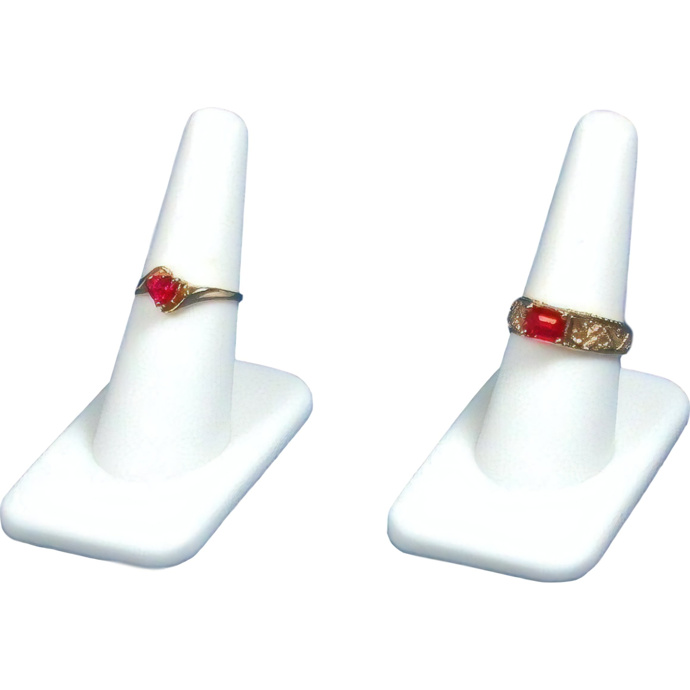 2 White Rubber Ring Finger Jewelry Holder Showcase Display Stands ...