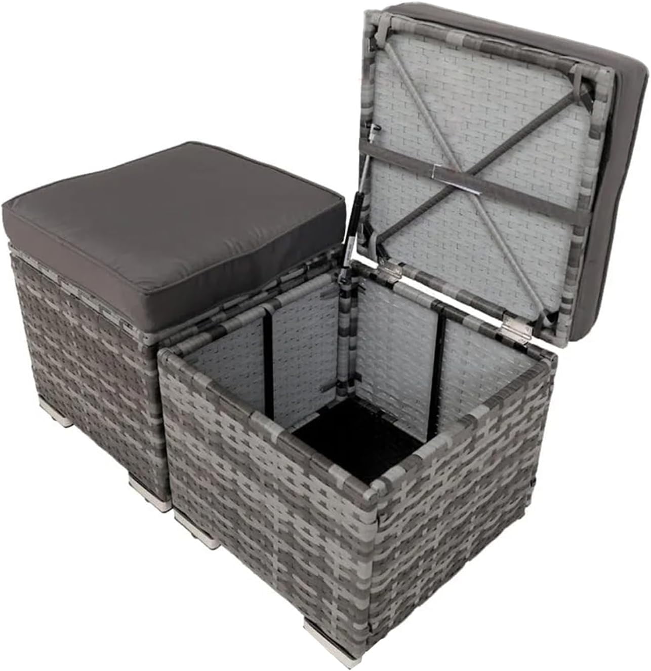 2 Wicker Ottomans, Multipurpose Outdoor Patio Ottoman Furniture ...