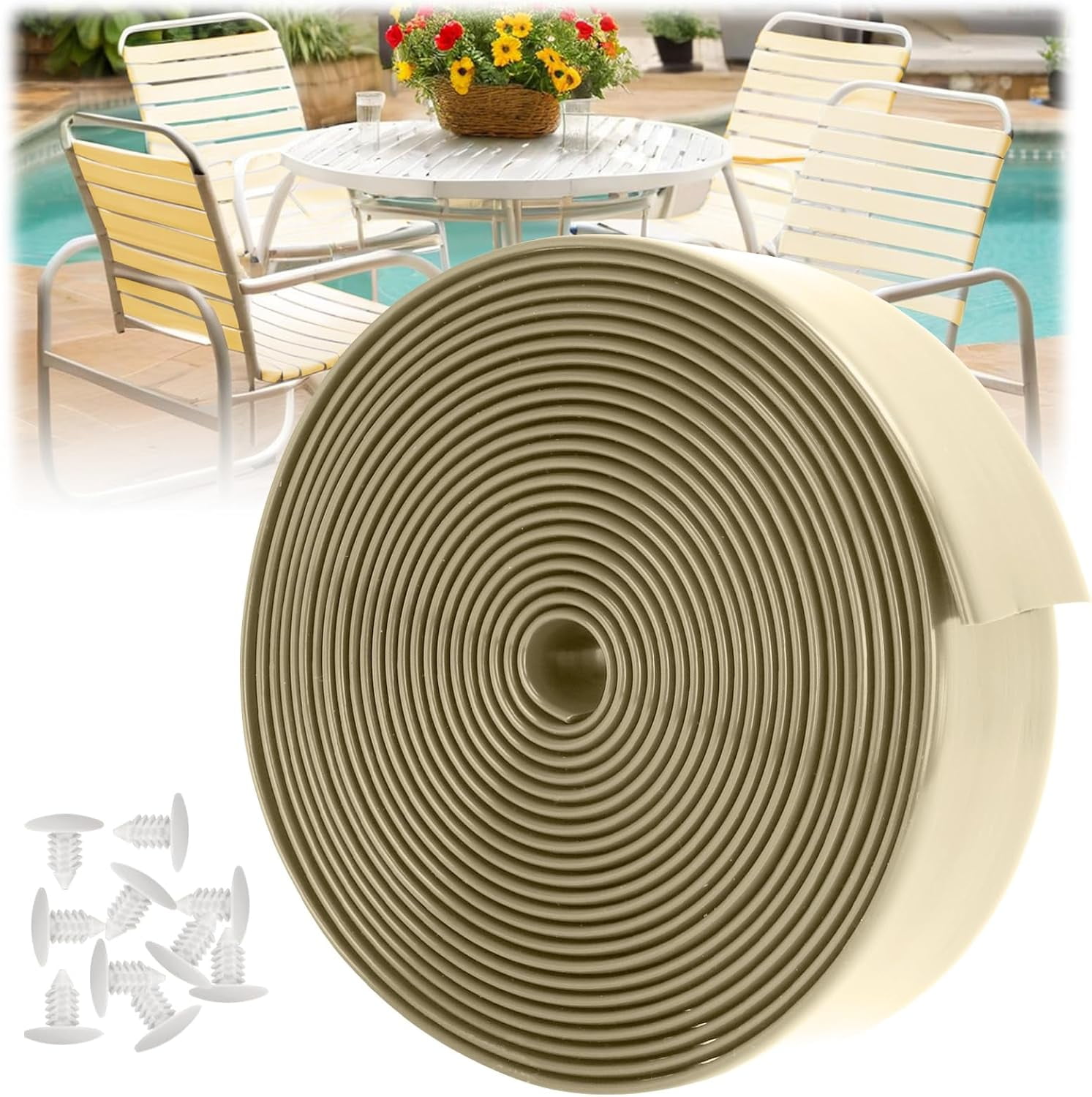 2 Wide 60ft Long Vinyl Straps for Patio Chairs Repair DIY 60 Rivets ...