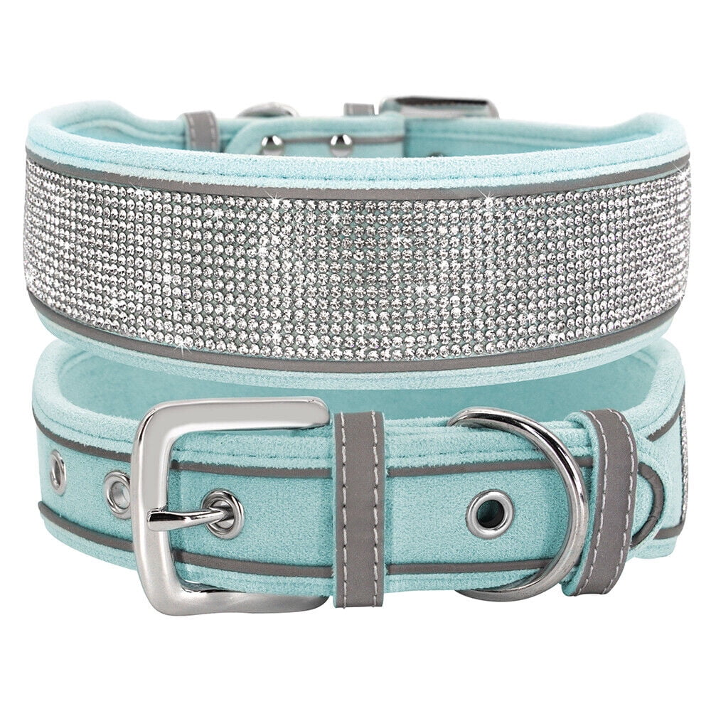 2" Wide Bling Rhinestone Dog Collar Suede Leather Diamonds for Small ...