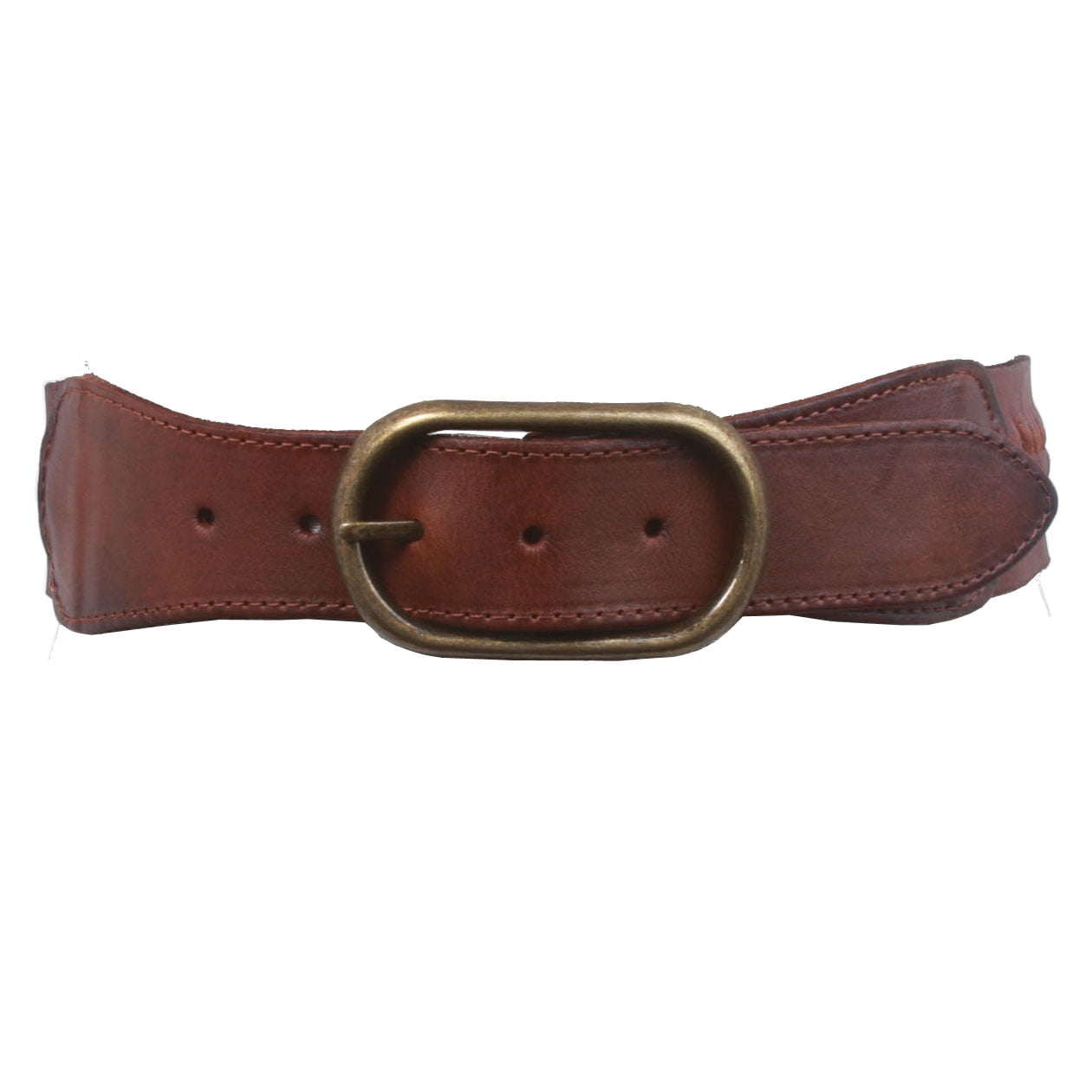 2" Wide High Waist Braided Woven Full Grain Tapered Oval Leather Belt ...