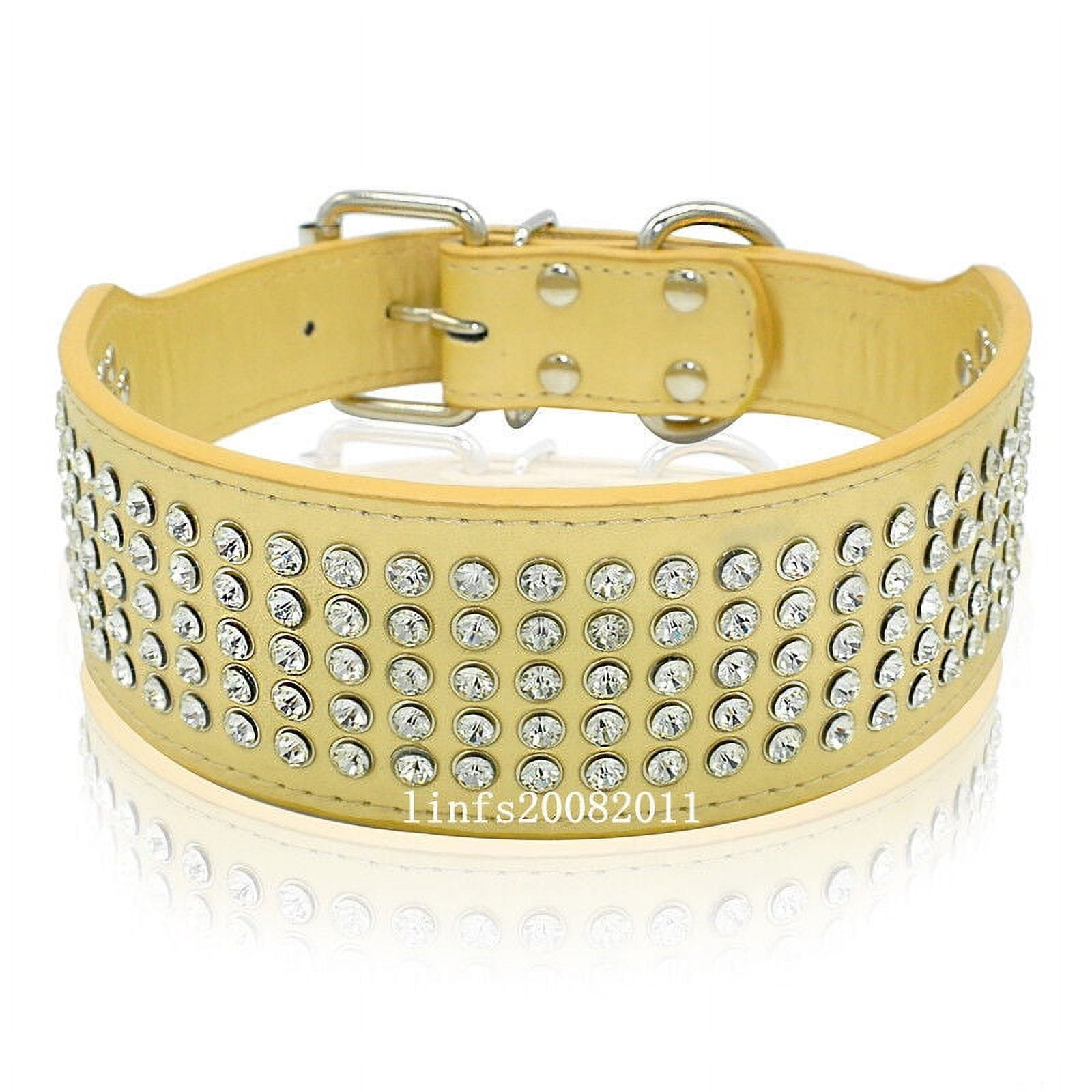 2" Wide Leather Rhinestone Dog Collars Bling Diamonds for Large Dogs ...