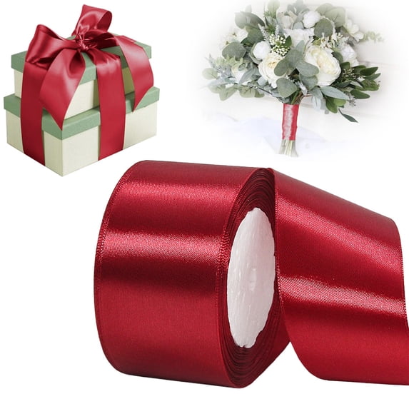2" Wide Satin Ribbon, 25 Yards Fabric Ribbon for Gift Wrapping ...