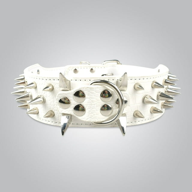 2" Wide Sharp Spiked Studded Leather Dog Collars For Pitbull Mastiff ...