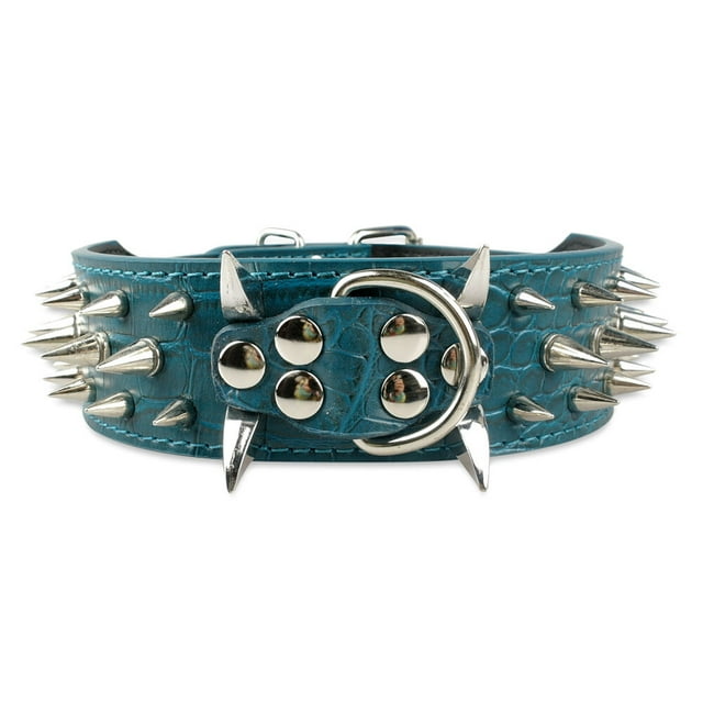 2" Wide Sharp Spiked Studded Leather Dog Collars For Pitbull Mastiff ...