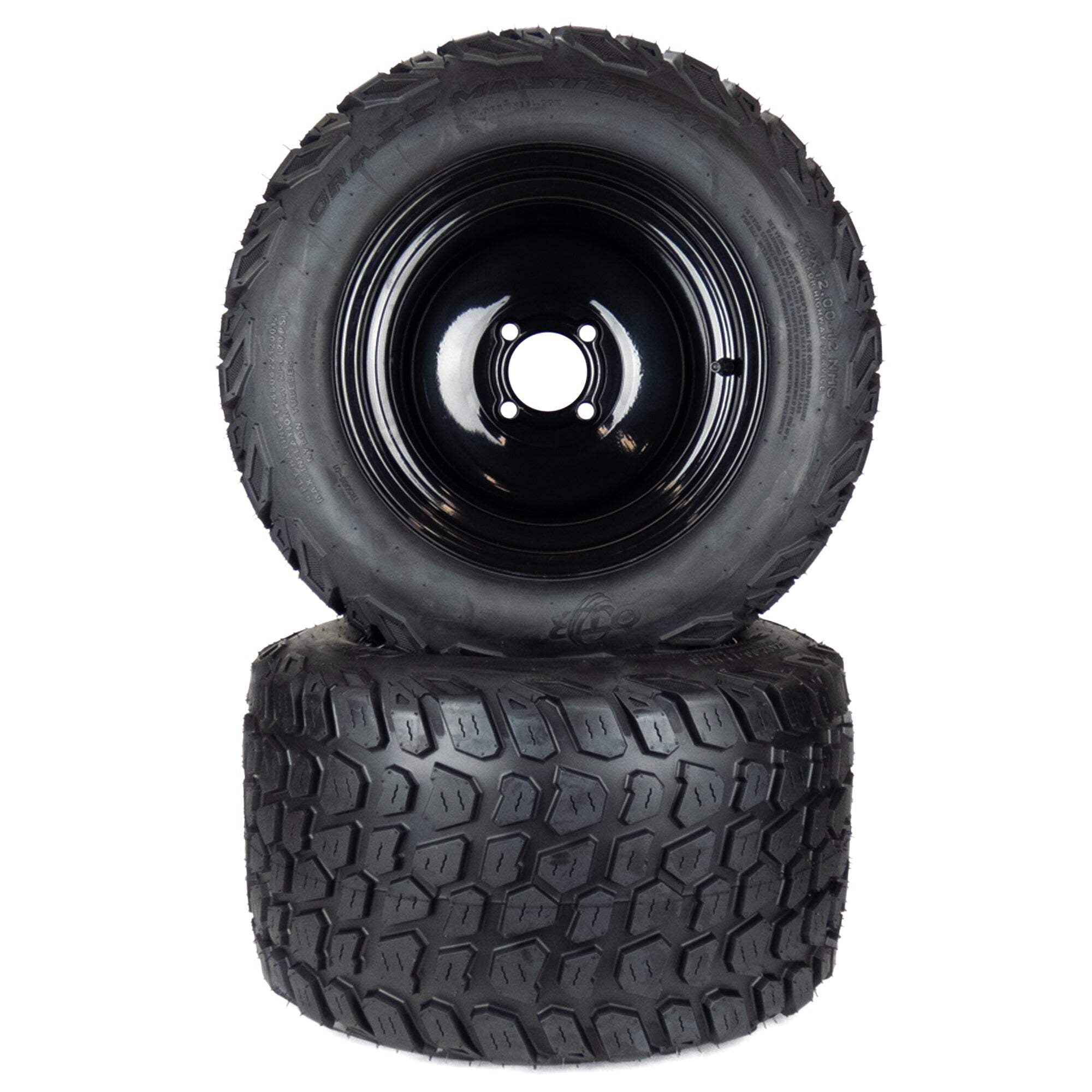 (2) Wide Stance Grassmaster XT Tire Assemblies 22x12.00-12 Fits Gravely ...