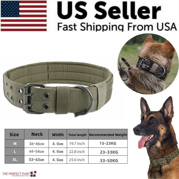 2" Wide Tactical Heavy Duty Nylon Large Dog Collar K9 Military With ...