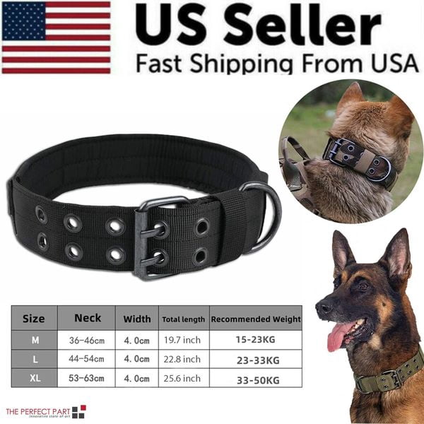 2" Wide Tactical Heavy Duty Nylon Large Dog Collar K9 Military With ...