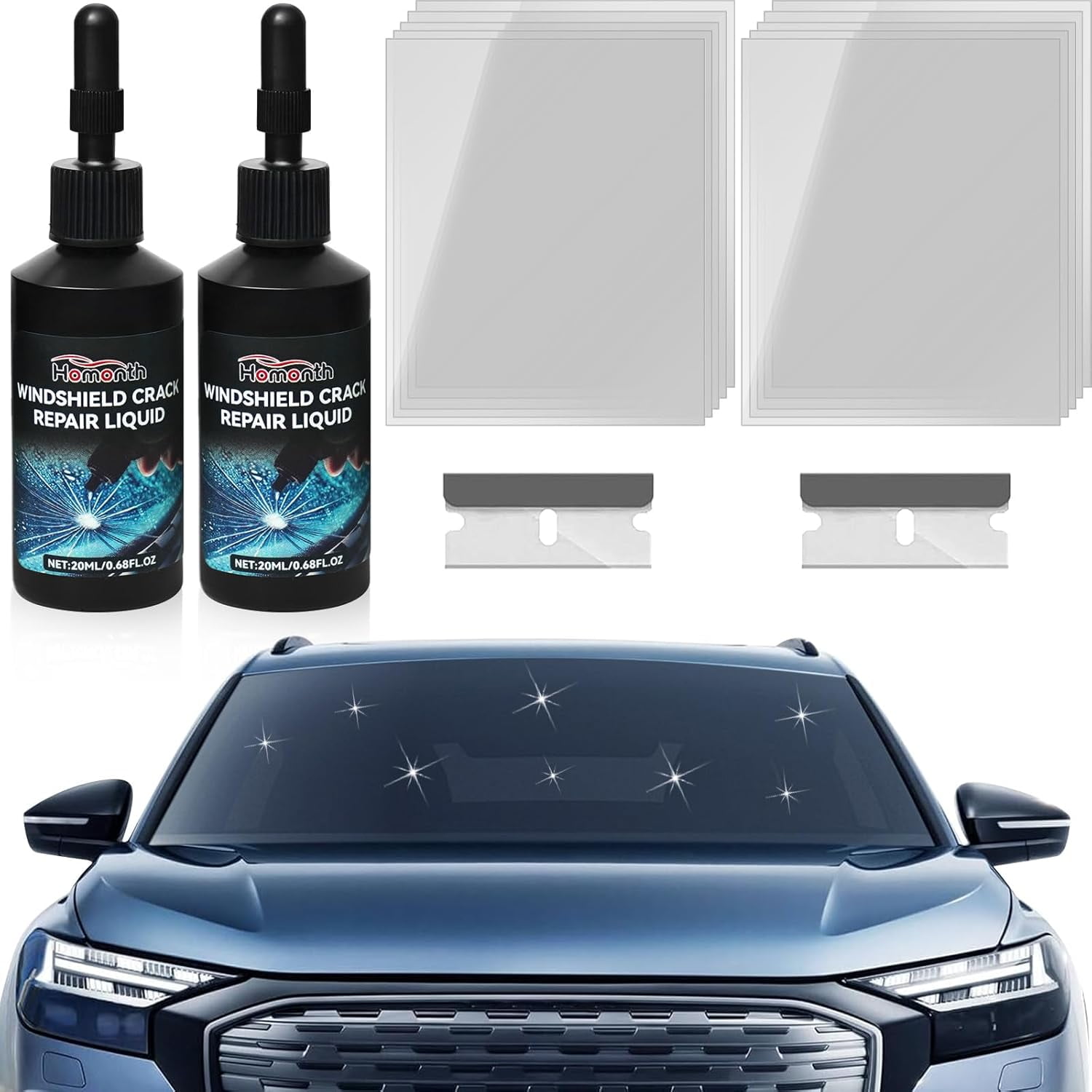 2 Windshield Chip Repair Kit - 2026 Windshield Crack Repair Kit, Glass Repair Liquid for Cracks ...