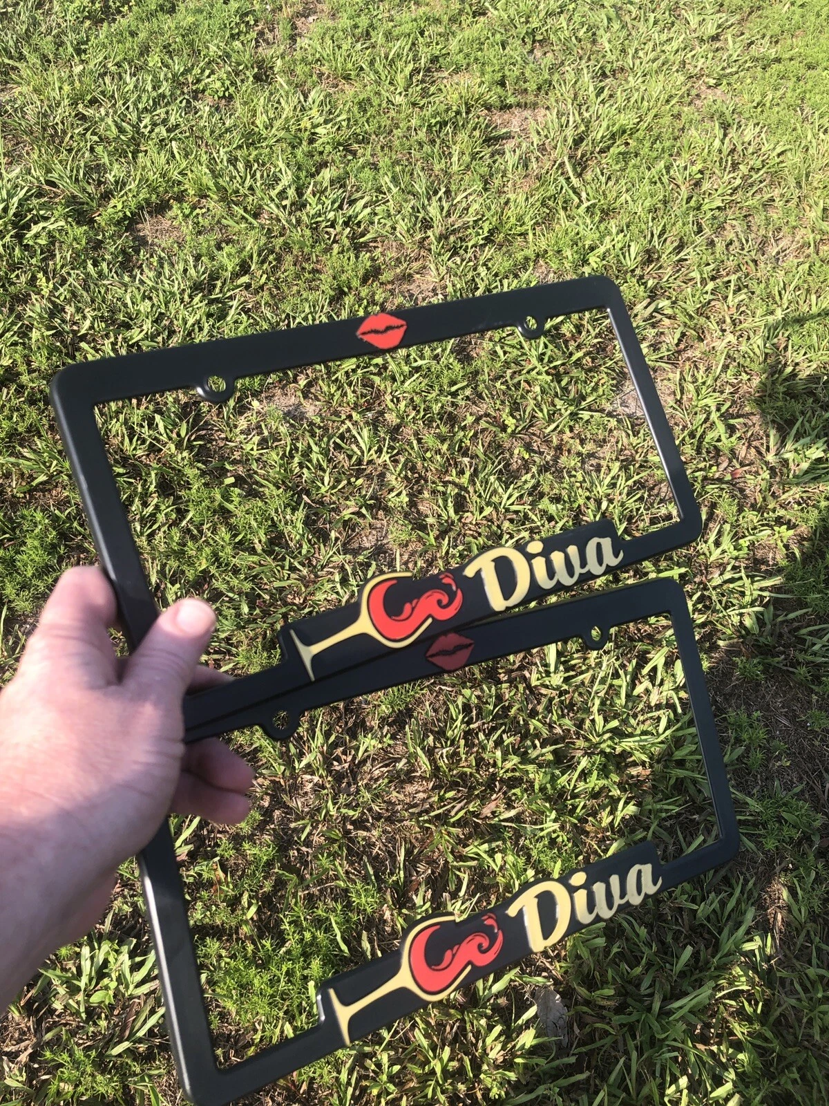 2 Wine Diva License Plate Frame Raised Letter-Wine-Diva-Party-Gold ...