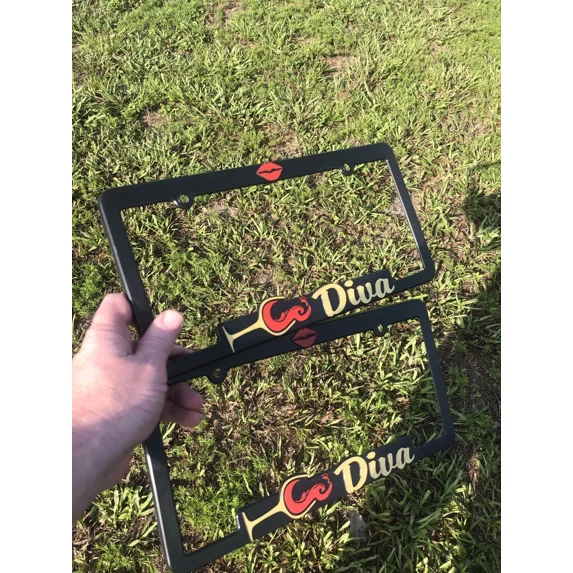 2 Wine Diva License Plate Frame Raised Letter-Wine-Diva-Party-Gold ...