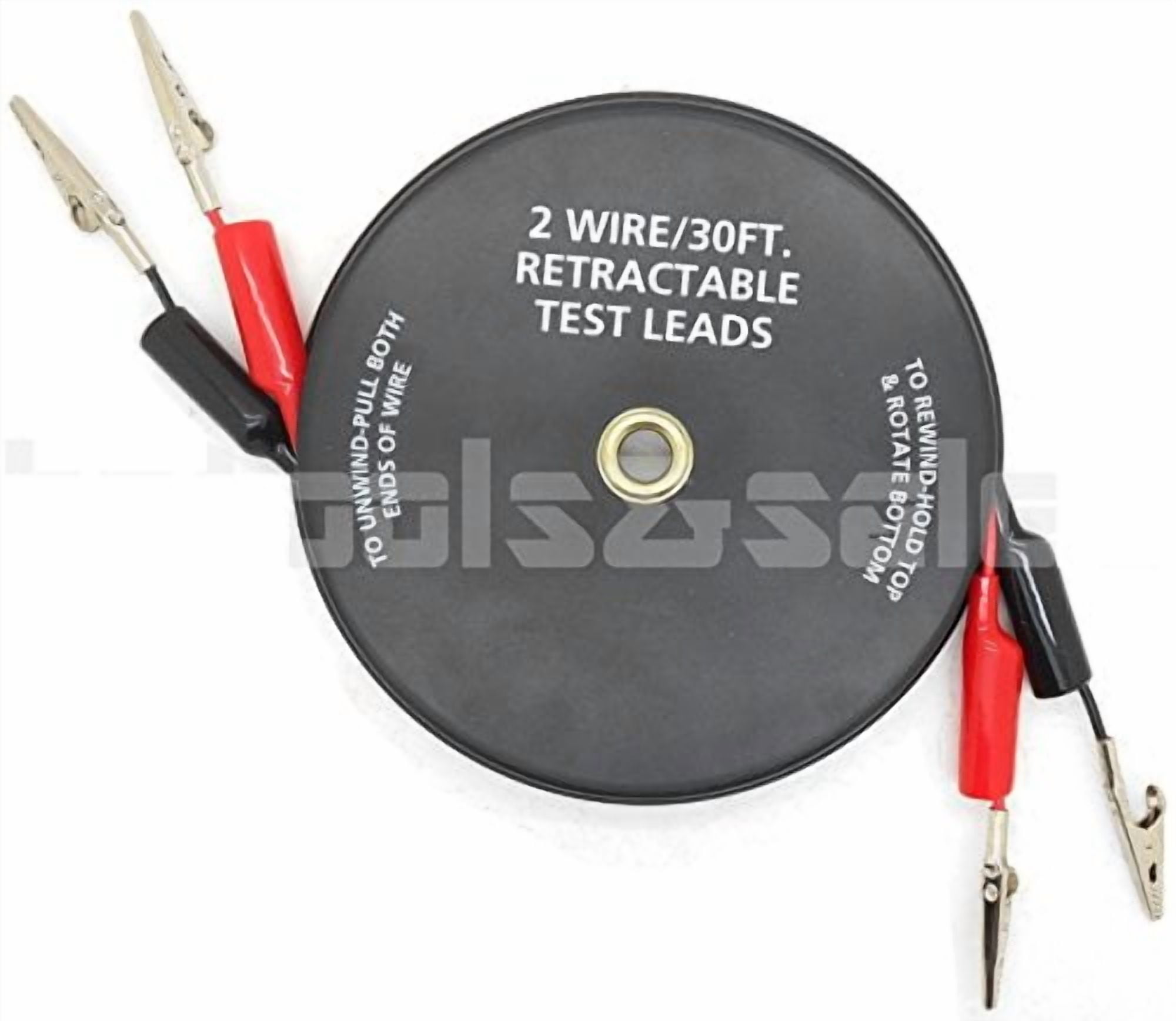 2 Wire 30 FT Retractable Test Leads 18 Gauge Alligator Clips Electrical ...