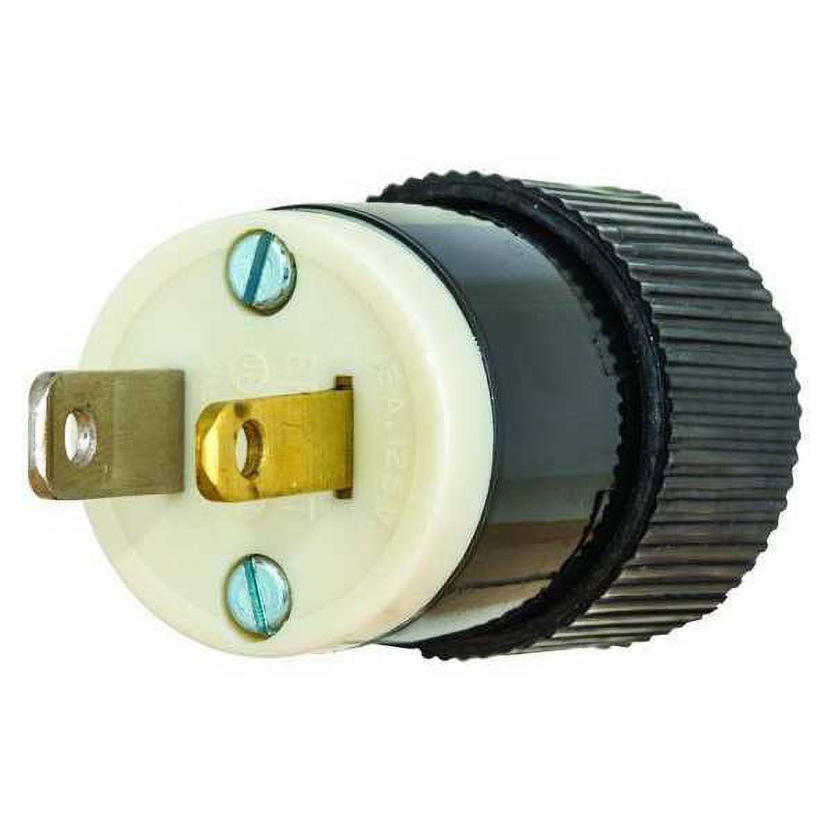 Straight Blade Plug, 1-15P, 15 A, 125V AC, 2 Pole, Screw Terminals, Non ...
