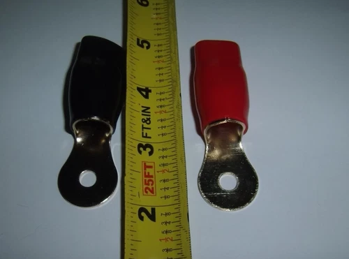 2 Wire Ring Terminals Gold 1/0 Gauge 1/4" Connectors Car Audio Big 3 ...
