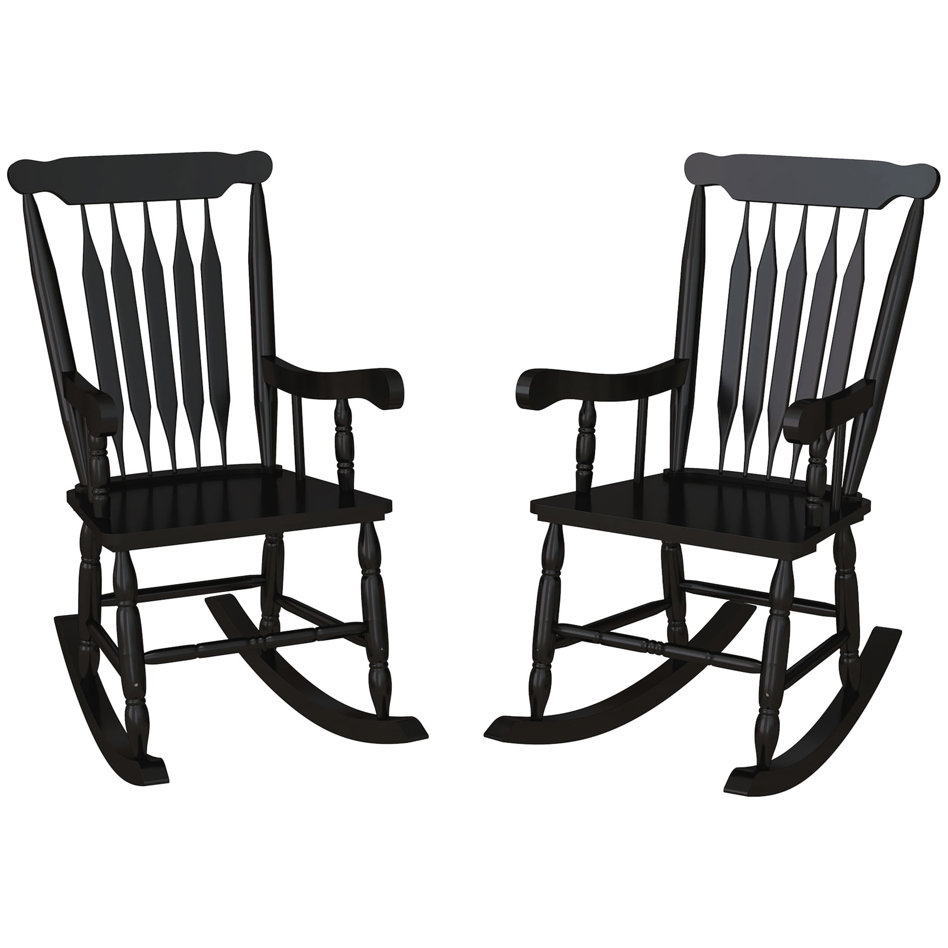 2 Wood Outdoor Rocking Chairs, 350 Lbs Weight Capacity, High Back Porch ...
