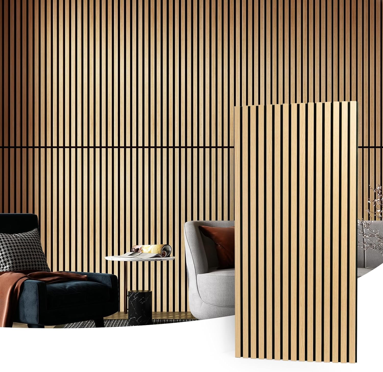 2 Wood Slat Acoustic Panels for Wall and Ceiling - 3D Fluted Sound ...