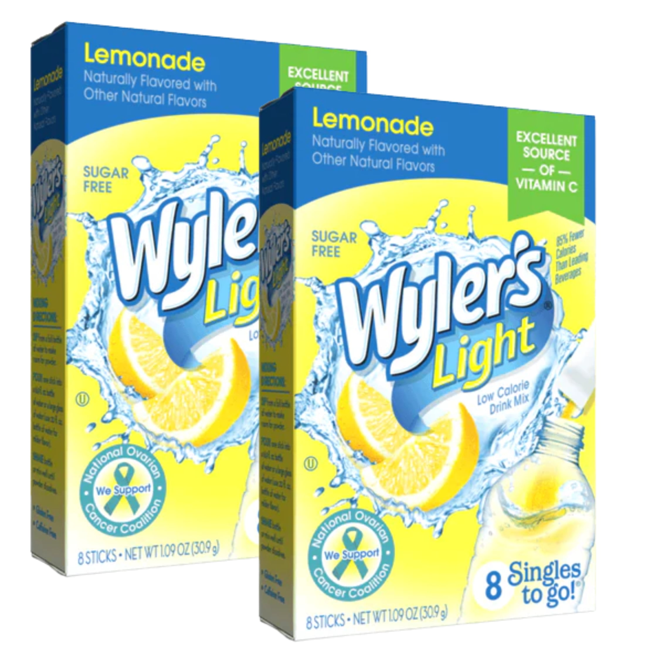 (2) Wyler's Light Singles To Go Powder Packets Lemonade Flavor Water ...