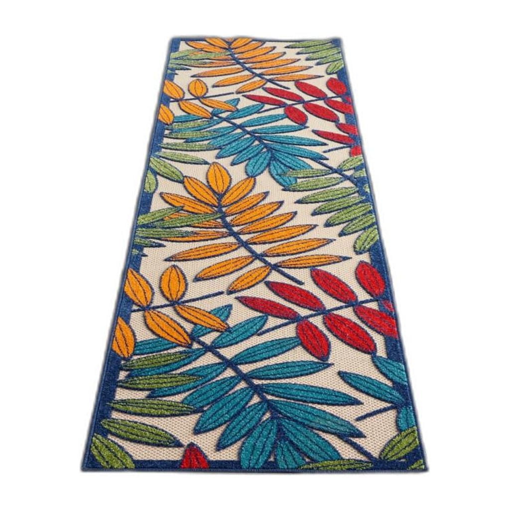 2' X 10' Ivory And Blue Floral Indoor Outdoor Area Rug - Walmart.com