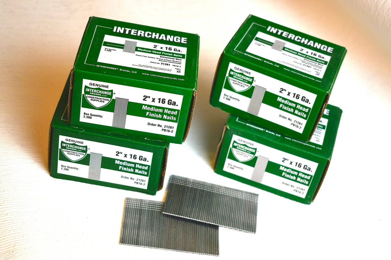 2" X 16 Gauge... Finish Nail 4 pack (Lot of 10,000 nails) 2500 per box ...