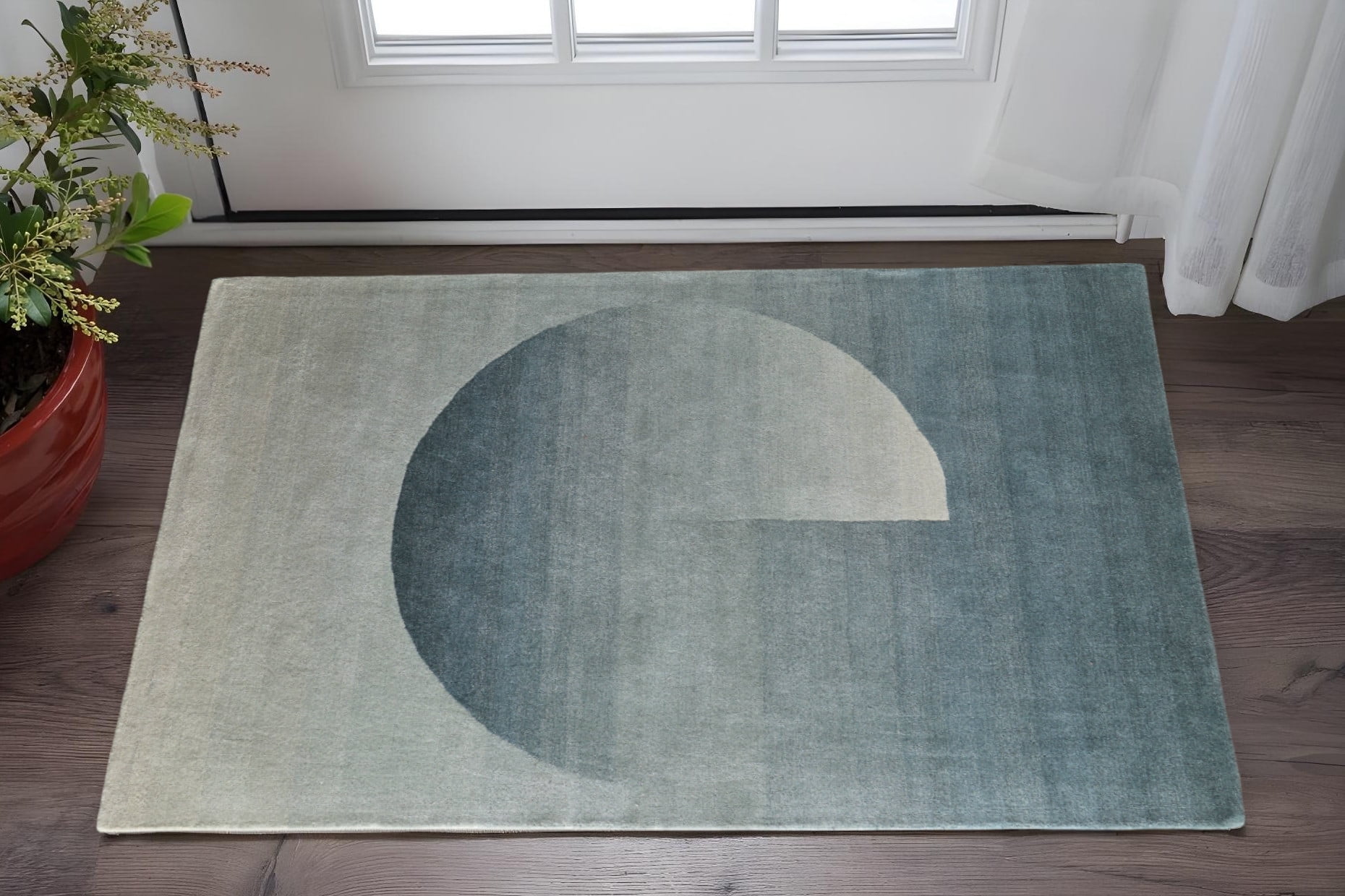 HomeRoots 617017 2 x 3 ft. Blue & White Geometric Hand Tufted Rectangle ...