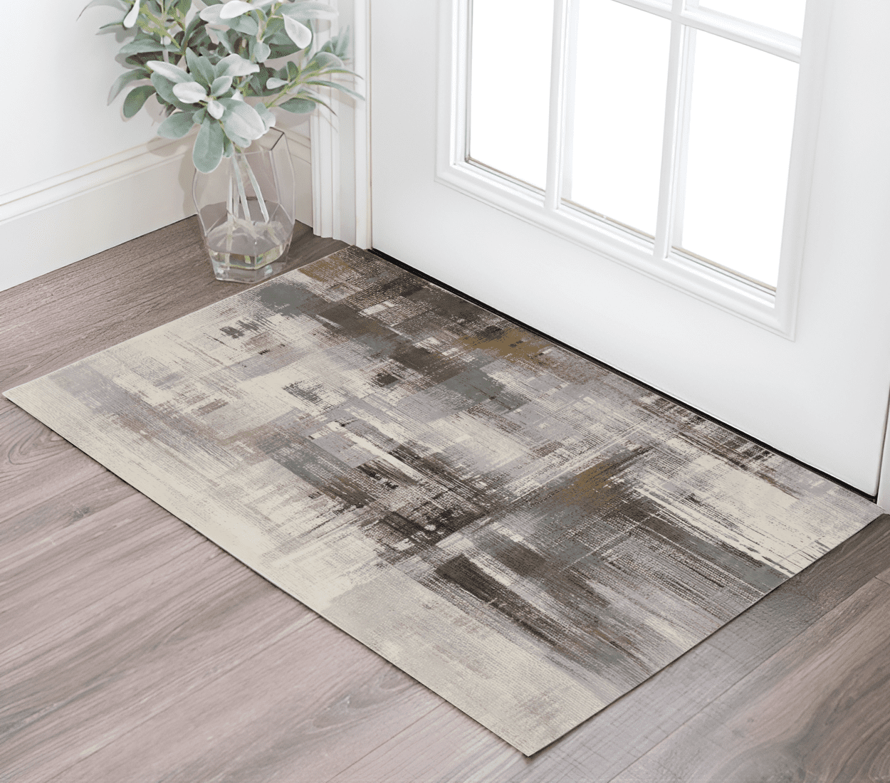 2' X 3' Ivory Gray and Brown Abstract Power Loom Area Rug - Walmart.com