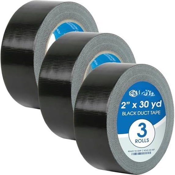 - 2" X 30 yd Black Duct Tape - 3 Tape Rolls for Repairs, Crafts ...