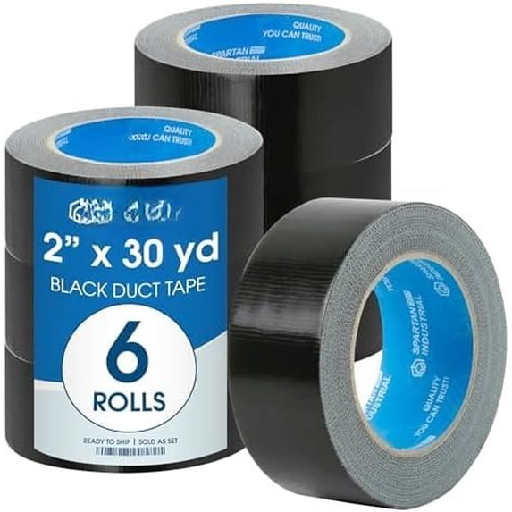 - 2" X 30 yd Black Duct Tape - 6 Tape Rolls for Repairs, Crafts ...