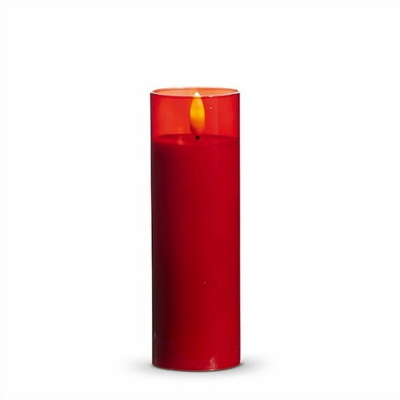 2" X 6" RED GLASS IVORY PILLAR CANDLE - Walmart.com