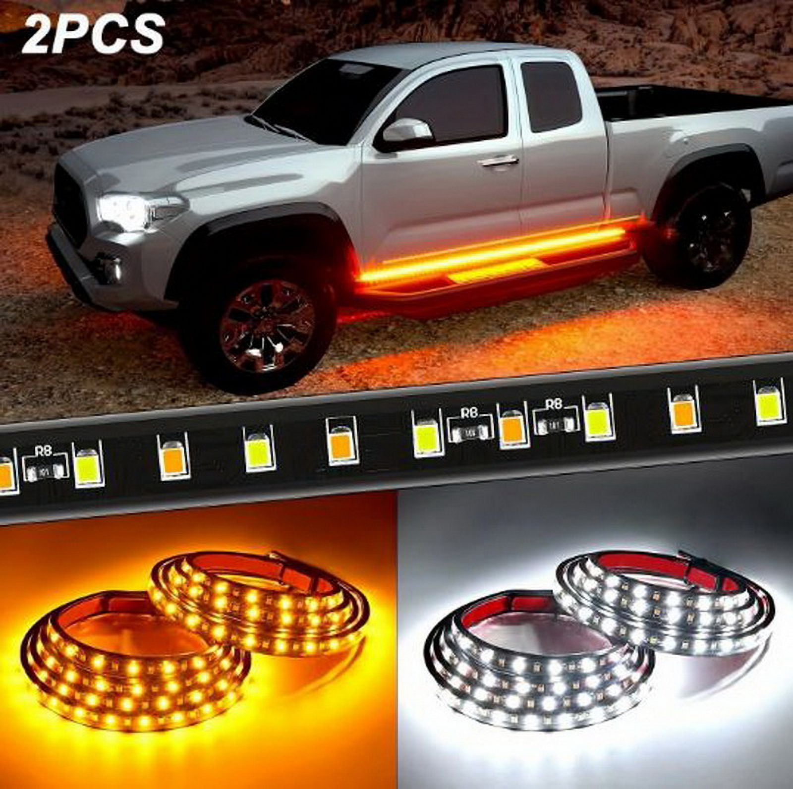 2 X 60" Running Board LED Light Side Step Strip Bar White Amber Truck ...