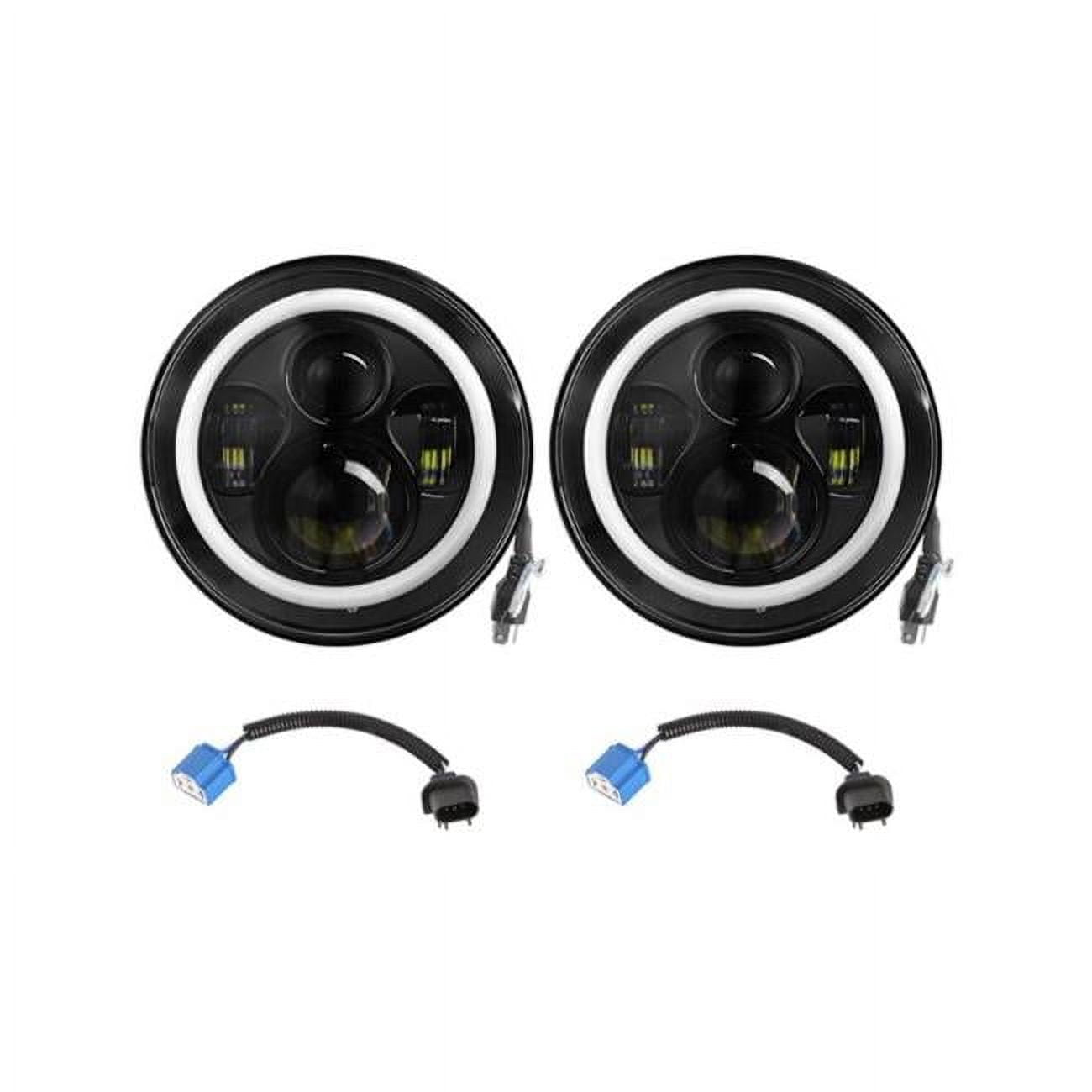 2 X 7" 6000LM Round LED Headlight Halo Angel Eyes for Jeep Wrangler TJ ...