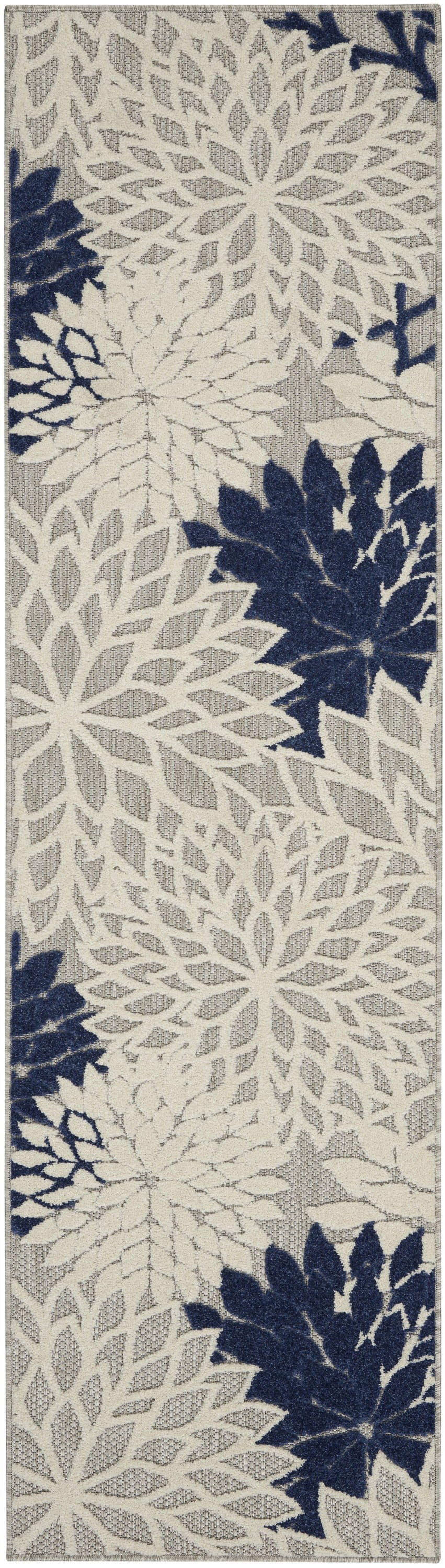 2' X 8' Ivory And Blue Floral Indoor Outdoor Area Rug - Walmart.com