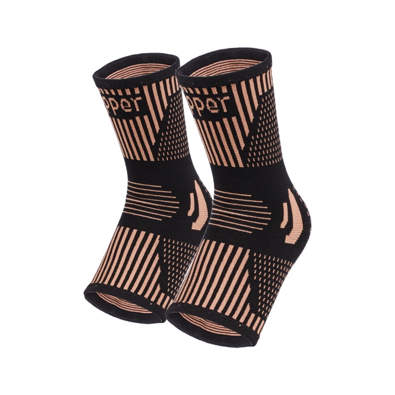 2 X Copper Ankle Support Compression Foot Heel Achilles Tendon ...